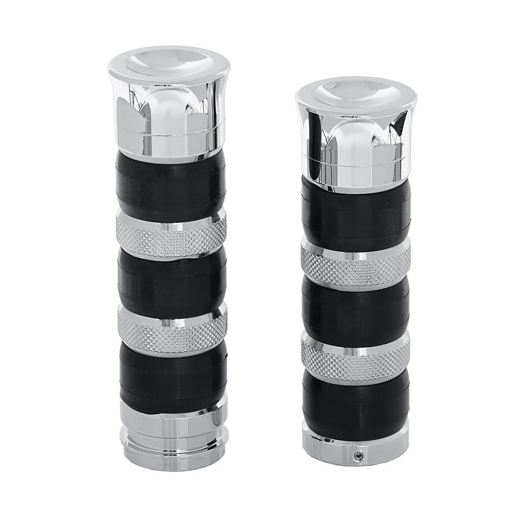 Motorcycle Hand Grips Alu Chrome for 1 inch (25mm) Handlebars with Thr ...