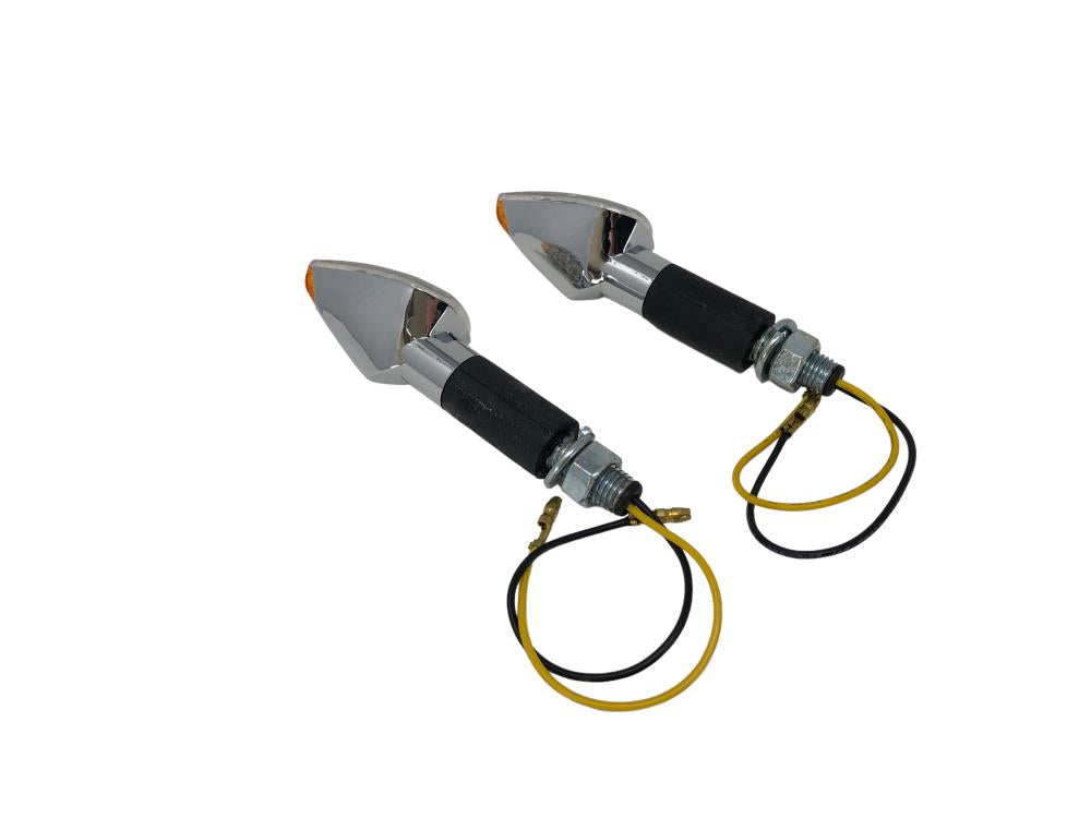 Turn Signal Set (2) Triangle LED, Long Stem - Chrome - Highway Hawk H6 ...