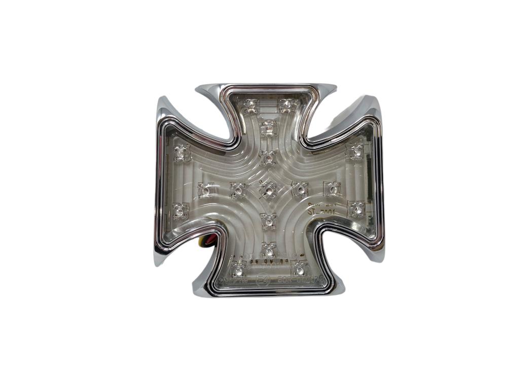 Maltese (Iron) Gothic Cross Rear LED Tail Light - Chrome - Highway Haw ...